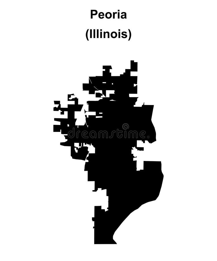 Peoria outline map stock vector. Illustration of border - 357278039