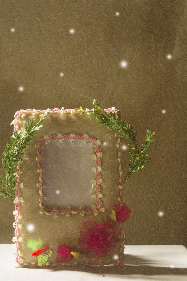 Peper Picture Frame with Tree Chrismas and Snow Still Life Stock Image ...