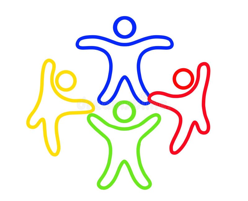 Peple in Circle, Unity Diversity Support. Group of Arms Illustration ...