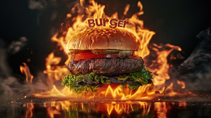 Pepper Burger Burning on Fire Stock Photo - Image of sauce, mexican ...