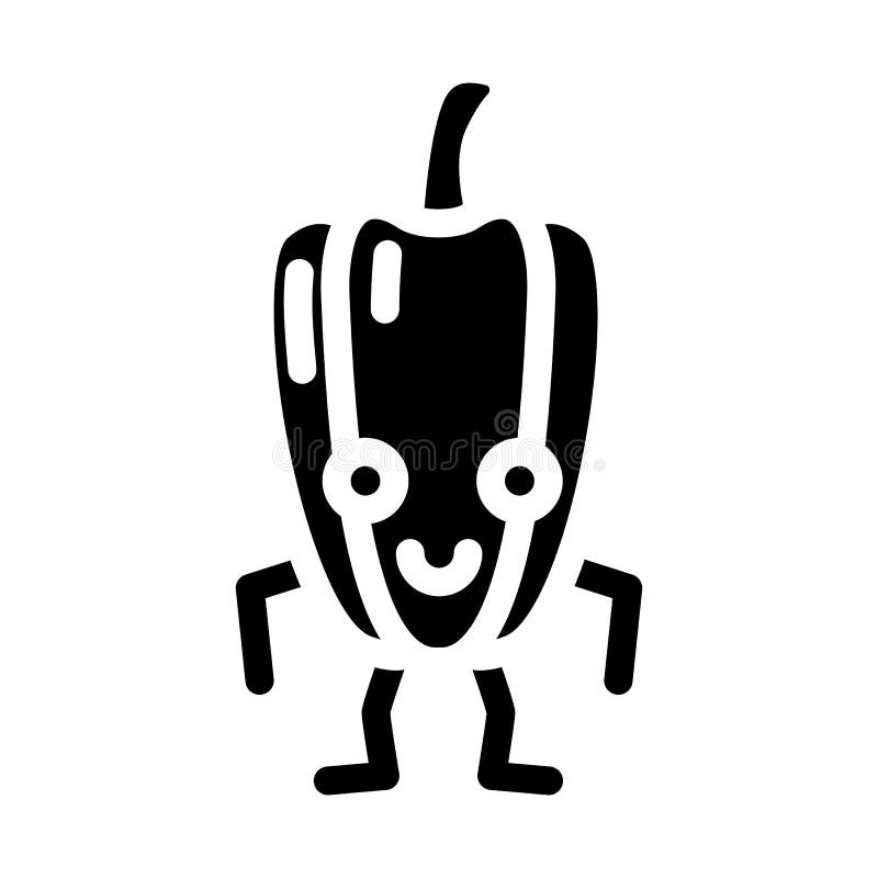 Pepper Character Glyph Icon Vector Illustration Stock Vector ...