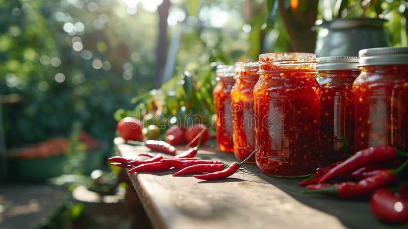 Pepper Chilli Preserved in Jars. Selective Focus Stock Image - Image of ...