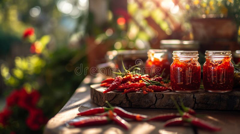 Pepper Chilli Preserved in Jars. Selective Focus Stock Image - Image of ...