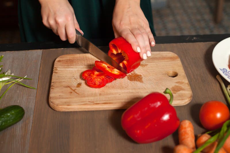 Pepper is cuted stock photo. Image of cutting, kitchen - 67496330
