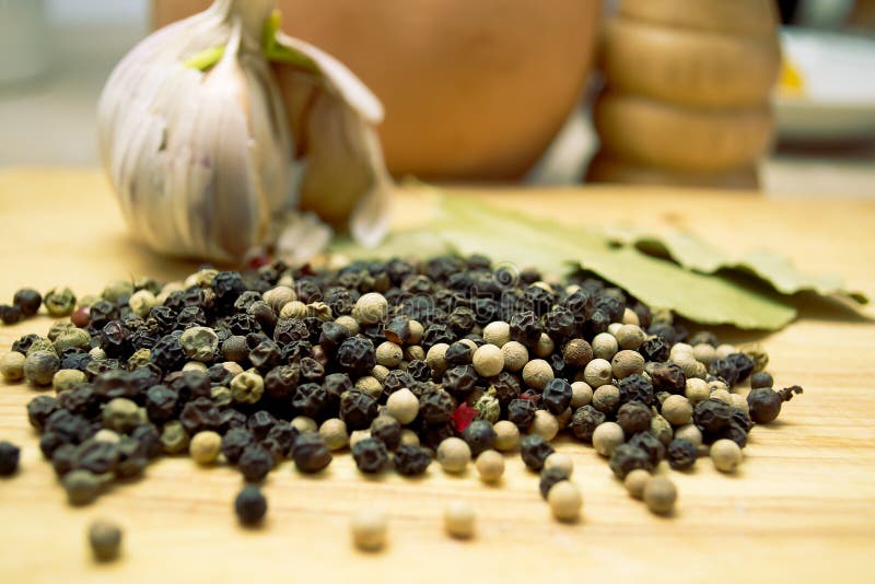 Pepper and garlic stock image. Image of kitchen, wood - 23776103
