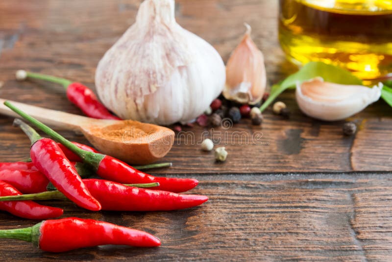 Pepper, Garlic and Other Spices Stock Photo - Image of ingredients ...
