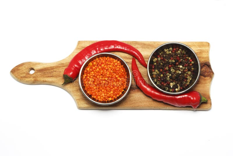 Pepper Grains are Red, Black, White Spices, Float in a Silver Bowl ...