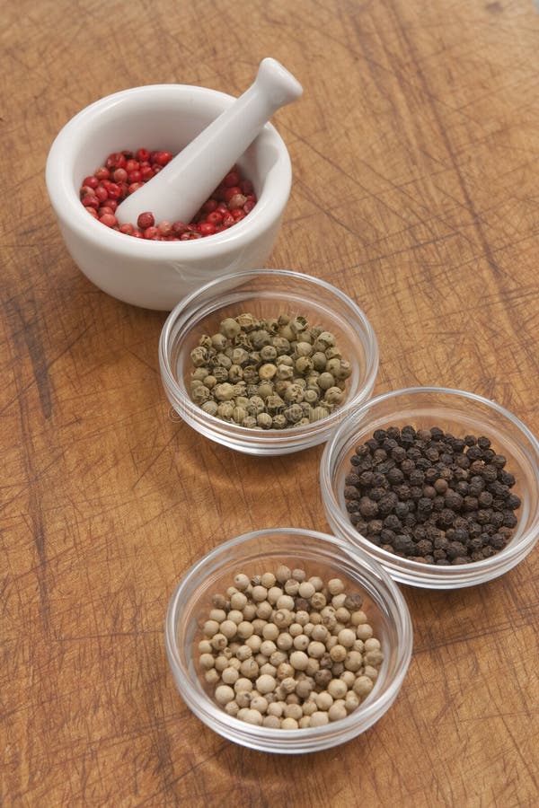 Pepper with Mortar and Pestle Stock Image - Image of white, flavour ...