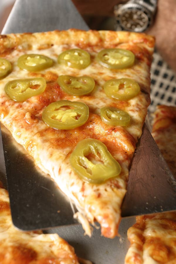 Pepper Pizza Angle Closeup stock photo. Image of action - 1947420