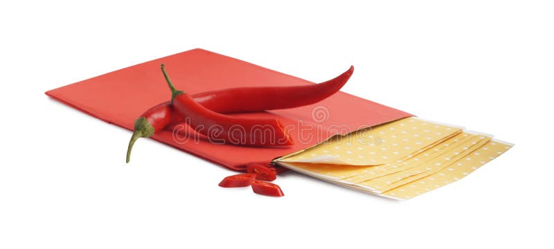 Pepper Plasters in Package and Chili Isolated on White Stock Photo ...