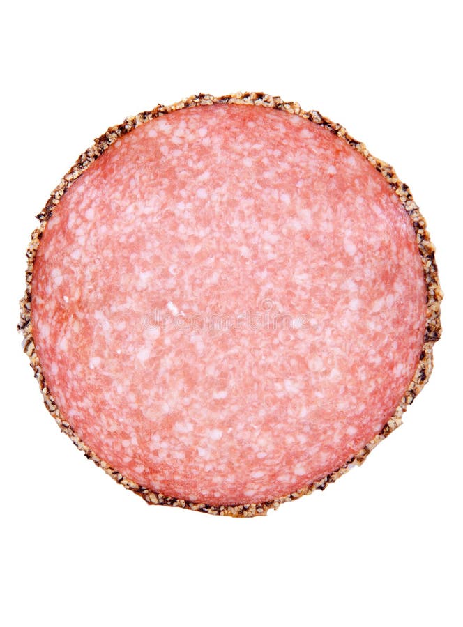 Pepper salami slice stock image. Image of snack, salami - 22558227