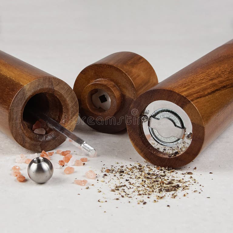 Pepper and Salt Mill Exploded View on a Gray Background Stock Photo ...