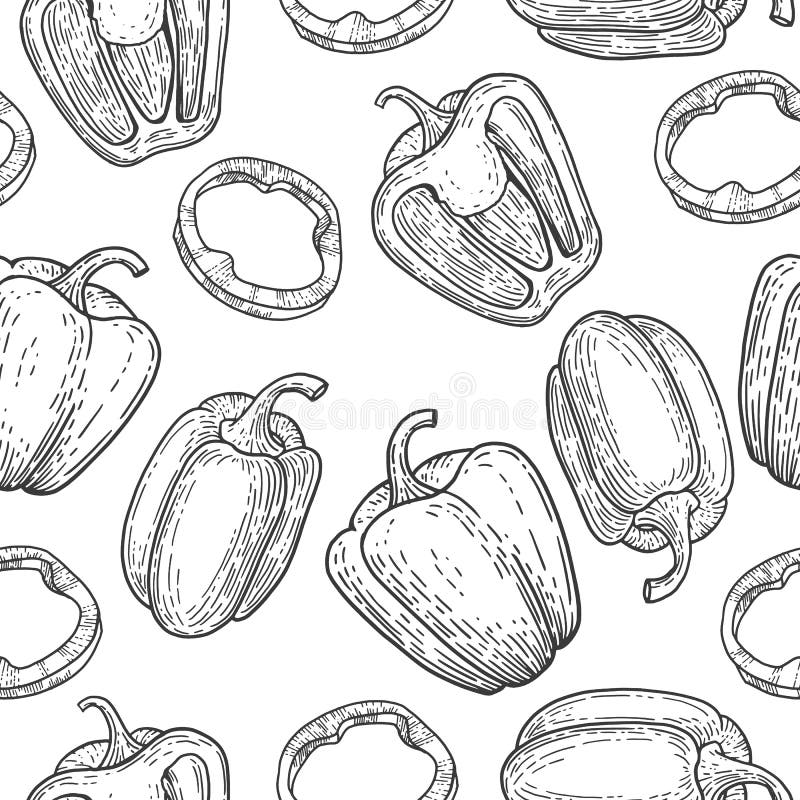 Pepper Seamless Pattern in Retro Vintage Style Stock Vector ...