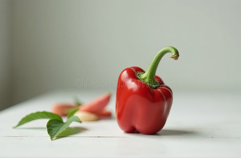 Pepper on Table, Close-up of Fresh Vegetable, Bright Kitchen. AI ...