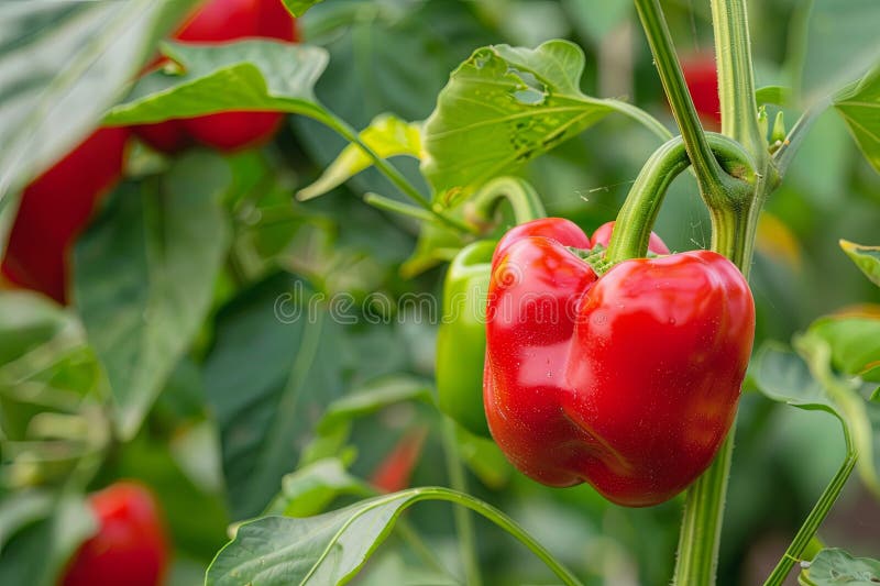 Pepper Tree with Red Bell Pepper or Sweet Pepper Stock Photo - Image of ...