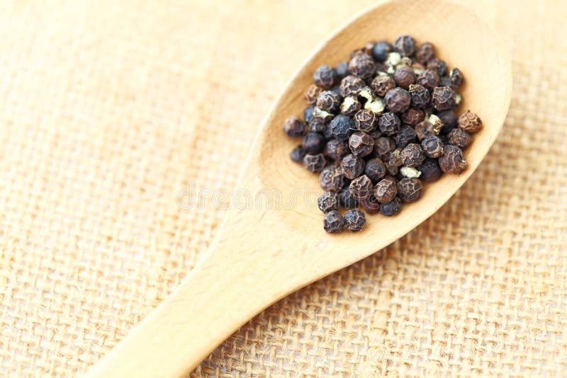 Pepper in wooden spoon stock photo. Image of texture - 29985762