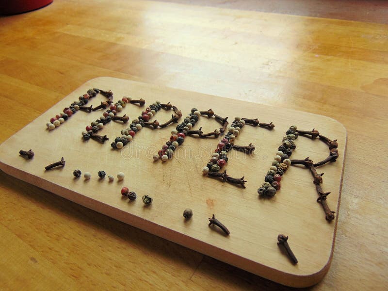 Pepper Written on Cutting Board with Pepper Stock Photo - Image of ...