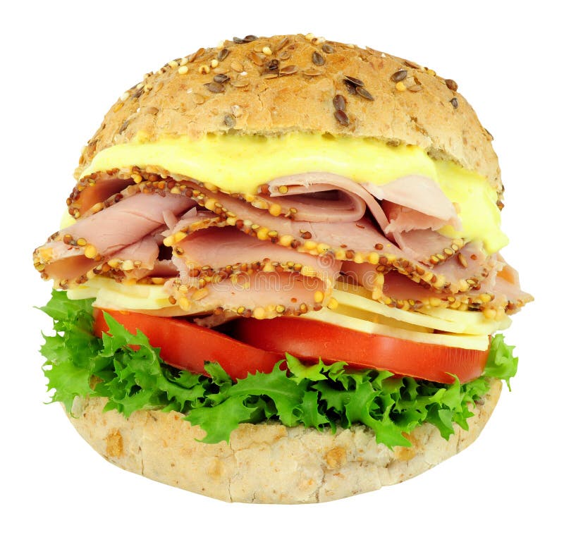 Peppered Ham and Cheese Sandwich Roll Stock Photo - Image of slices ...