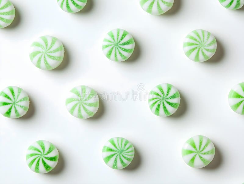 Peppermint Candies Arranged in a Repeating Pattern on a White ...