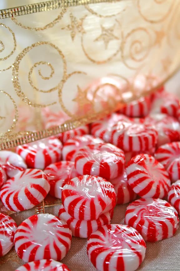 Peppermint Candy and Ribbon Stock Photo - Image of festive, candies ...