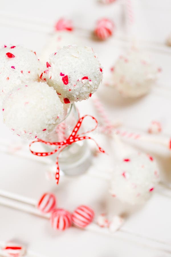 Peppermint Chocolate Cake Pops Stock Photo - Image of striped ...
