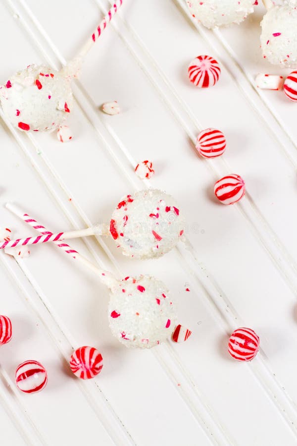 Peppermint Chocolate Cake Pops Stock Image - Image of sweet, striped ...