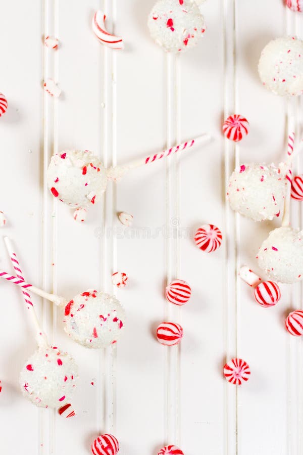 Peppermint Chocolate Cake Pops Stock Photo - Image of icing, white ...