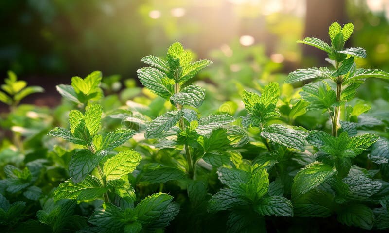 Peppermint Herb - Garden - Gardening - Cooking Stock Illustration ...