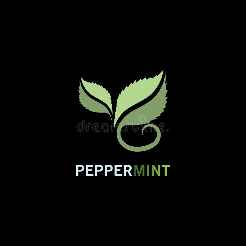 Peppermint Leaf Logo Inspiration Concept Design on Black Background ...