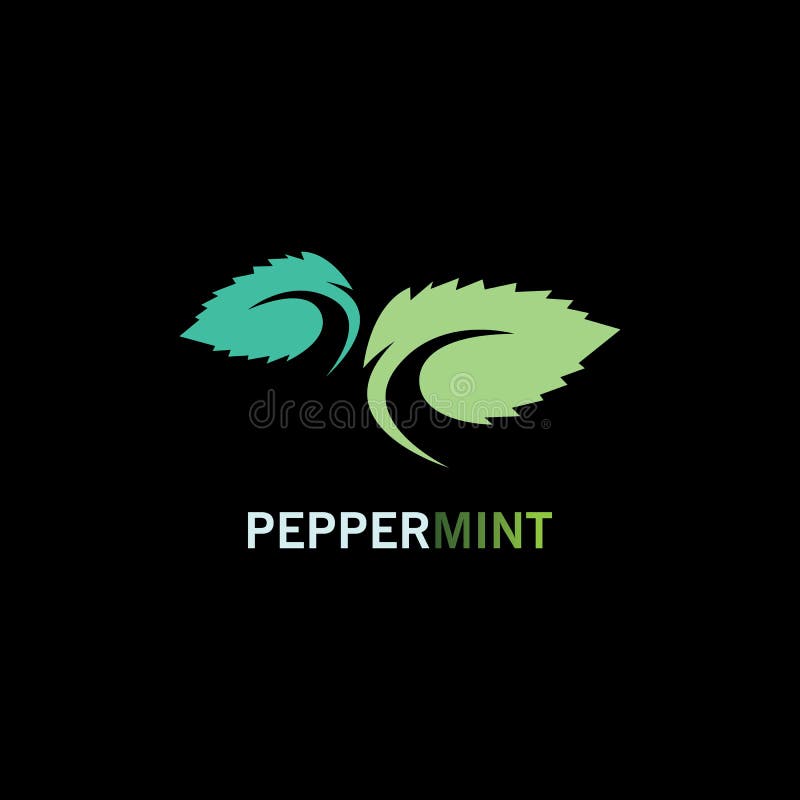 Peppermint Leaf Logo Inspiration Concept Design on Black Background ...