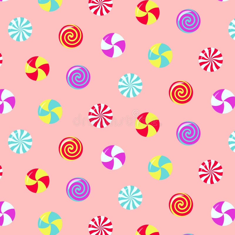 Peppermint Swirl Candies Seamless Pattern Stock Vector - Illustration ...
