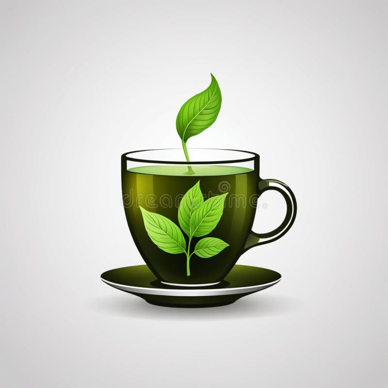 Peppermint Tea Cup Minimalist Logo Design Stock Illustration ...