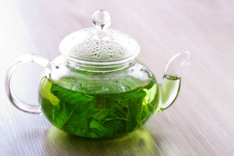 Mint tea in teapot stock image. Image of heat, healthy - 8069579