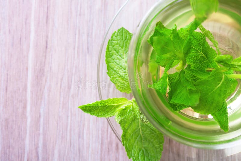 Peppermint Tea on the Table Top View Stock Image - Image of full ...