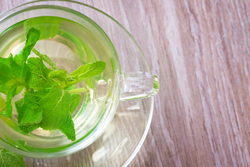 Peppermint Tea on the Table Top View Stock Photo - Image of glass ...