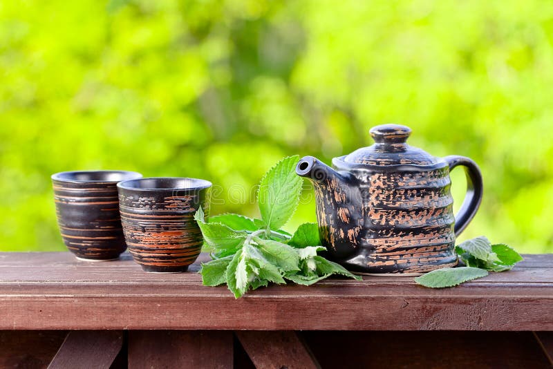 Peppermint tea stock photo. Image of color, wood, ceramic - 44395212