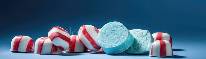 Peppermints on a Gradient White Blue Background. Generative AI Stock ...