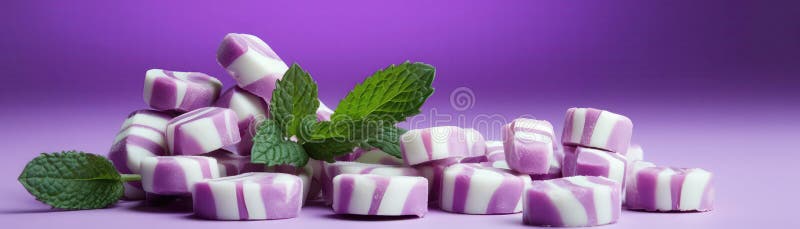 Peppermints on a Gradient White Purple Background. Generative AI Stock ...