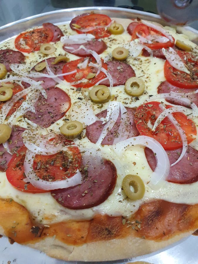 Pepperone artesanal pizza stock image. Image of pizza - 229524495