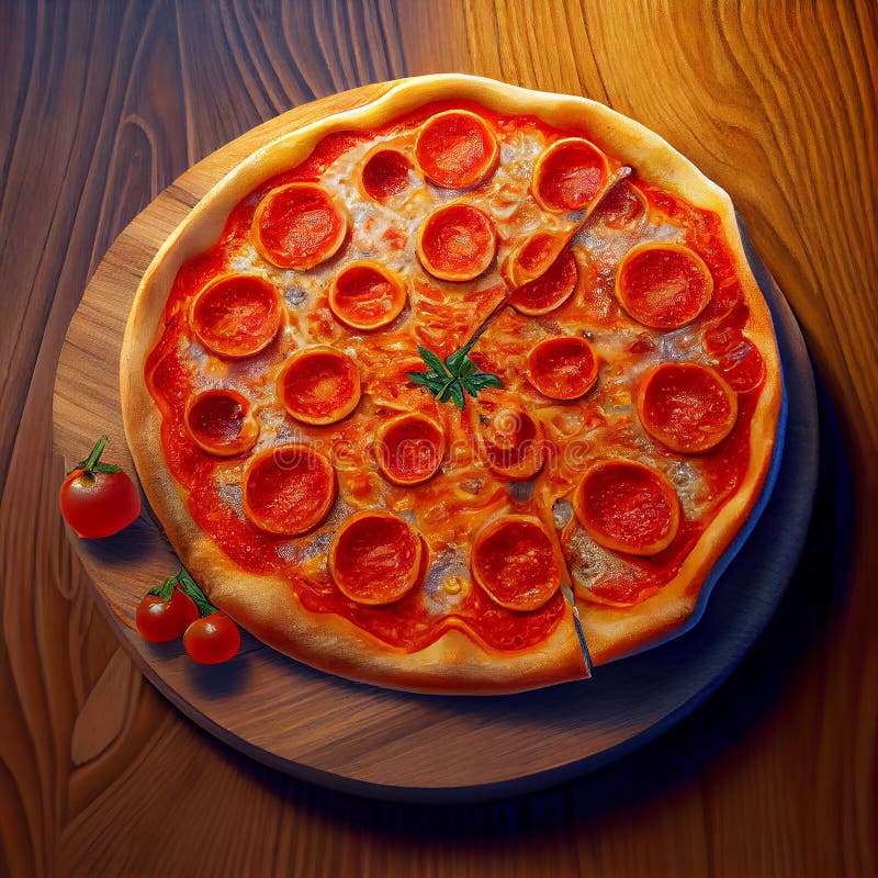 Pepperoni Italian Pizza. Generative AI Stock Illustration ...