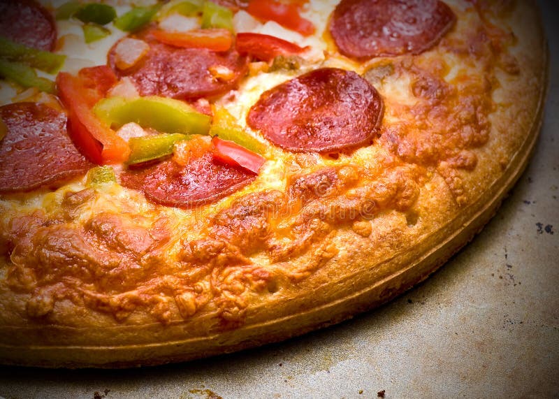 Pepperoni pizza stock image. Image of close, baked, dinner - 8027129
