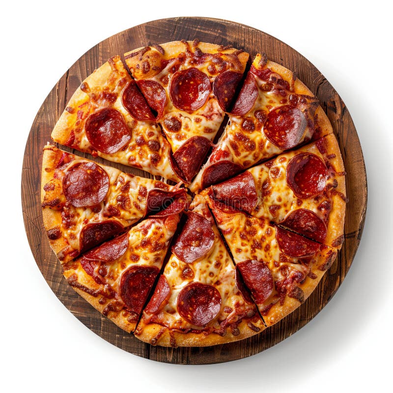 Pepperoni Pizza on a White Background, Top View, for Menu Stock Image ...