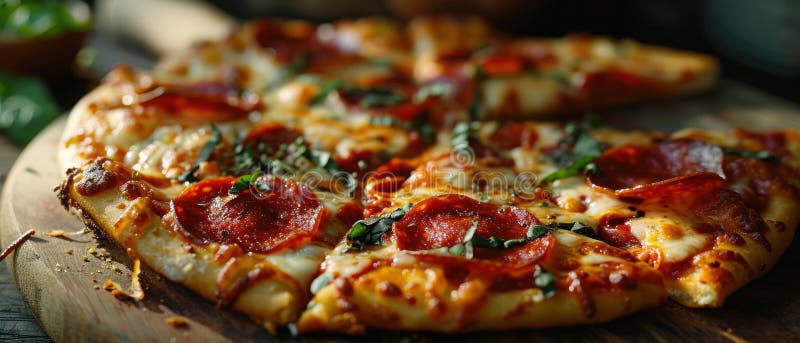 Pepperoni Pizza with Dynamic Toppings - AI Generated Stock Illustration ...