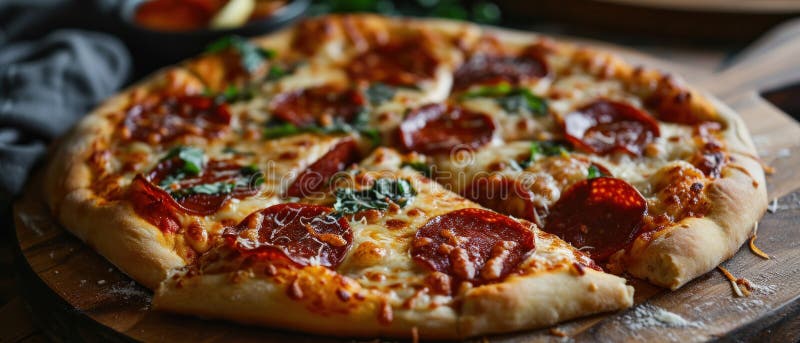 Pepperoni Pizza with Dynamic Toppings - AI Generated Stock Illustration ...