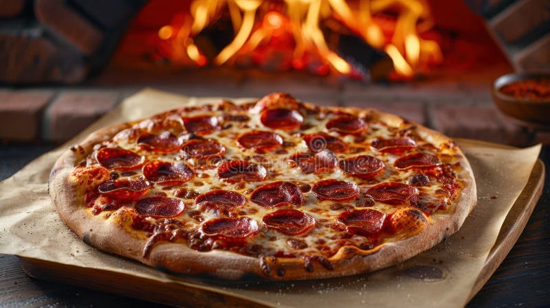 The Pepperoni Pizza by Fire.AI Generated Image Stock Photo - Image of ...
