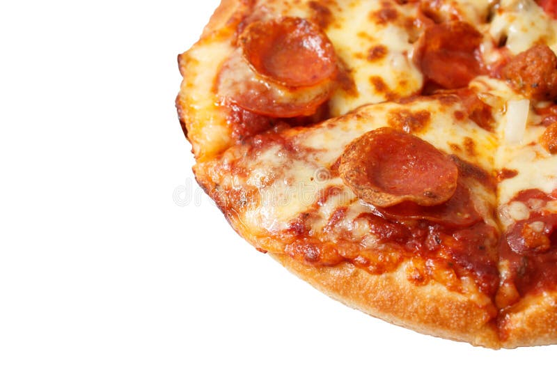 Pepperoni Pizza on a White Background Stock Image - Image of yummy ...
