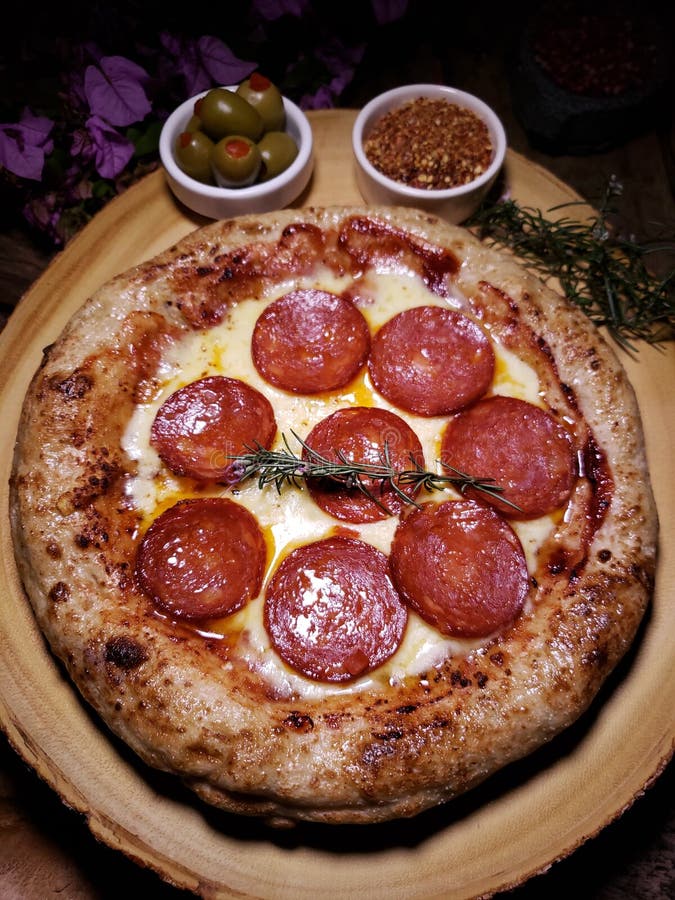 Pepperoni Pizza with Mozzarella Cheese is the Best Stock Photo - Image ...