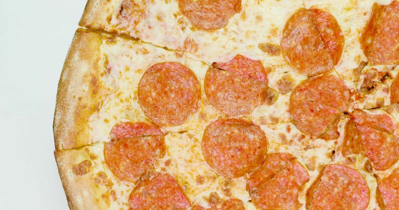 Pepperoni Pizza Revolves Around Its Axis Stock Video - Video of ...