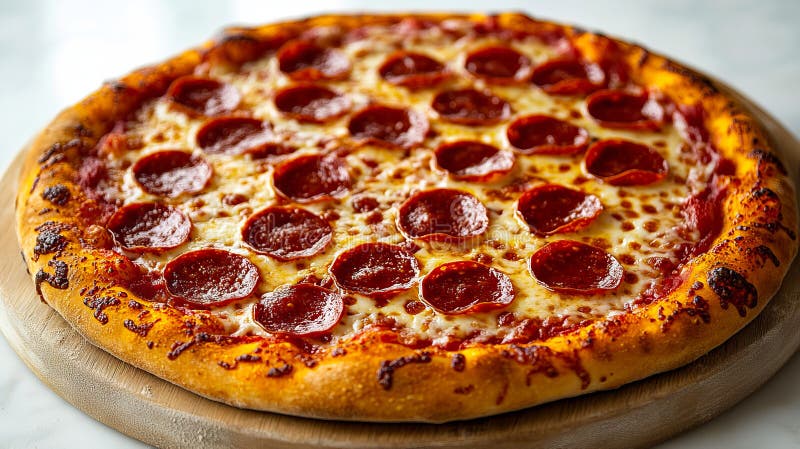 A Pepperoni Pizza Sitting on Top of a Wooden Cutting Board Stock Image ...