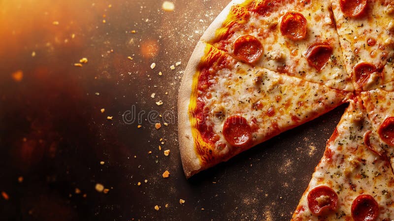A Pepperoni Pizza Slice with Melted Cheese and Crispy Crust, Garnished ...